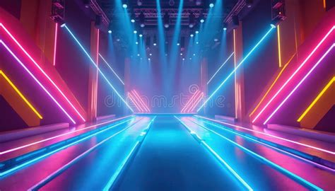 Vibrant Stage Design Colorful Illuminated Lights With Neon Stripes