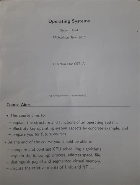 Operating System And It Components Studocu