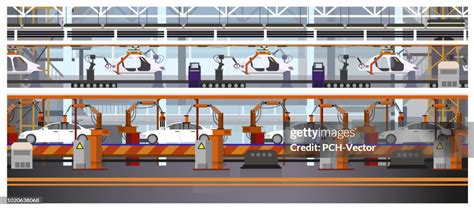Car Assembly Line Vector Illustration High Res Vector Graphic Getty Images