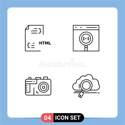 Modern Set Of 4 Filledline Flat Colors And Symbols Such As Coding Development File Browser