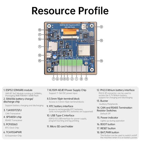 Pcbfun Esp32 S3 Touch Lcd 4 Esp32 S3 หน้าจอสัมผัสแบบ Lcd ขนาด 4 นิ้ว 32 Bit Lx7 Dual Core