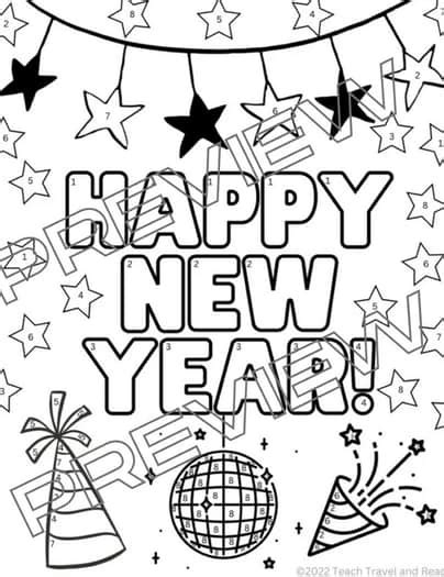 New Year Integer Operations Color Page By Teach Travel And Read Tpt