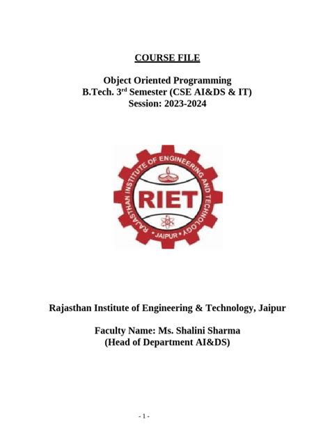 Oops Course File Pdf