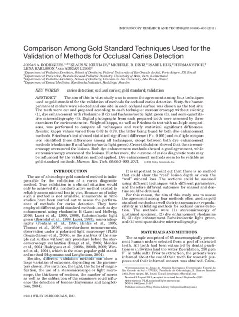 Pdf Comparison Among Gold Standard Techniques Used For The Validation Of Methods For Occlusal