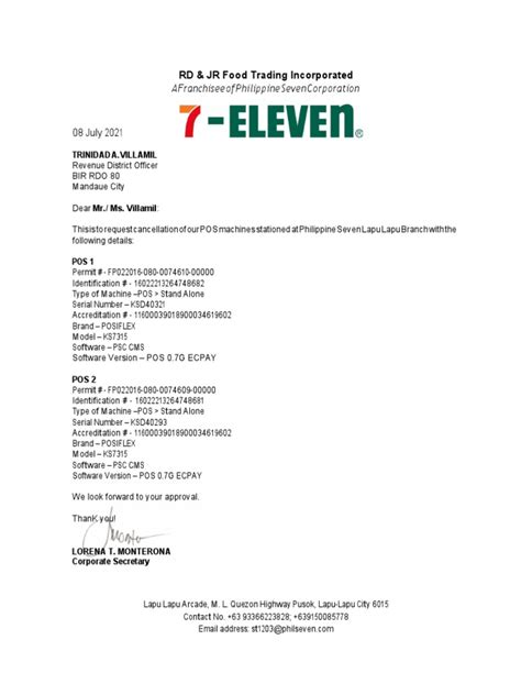Letter For Bir Pos Cancellation Edited Pdf