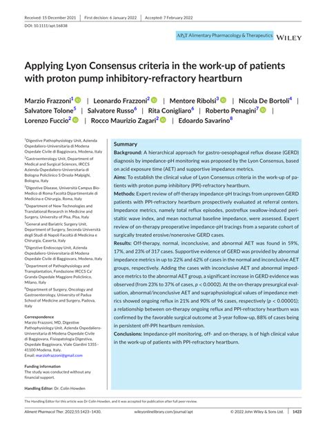 Applying Lyon Consensus Criteria In The Work‐up Of Patients With Proton Pump Inhibitory
