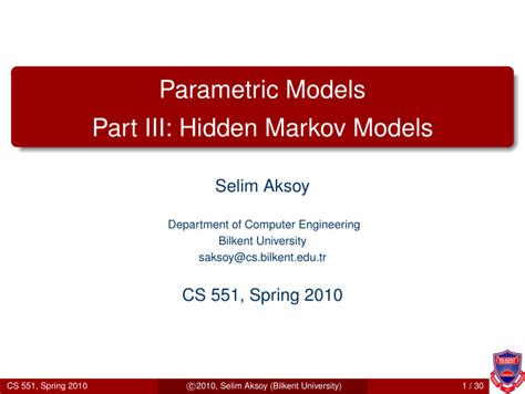 Ppt Parametric Models Part Iii Hidden Markov Models Selim Aksoy