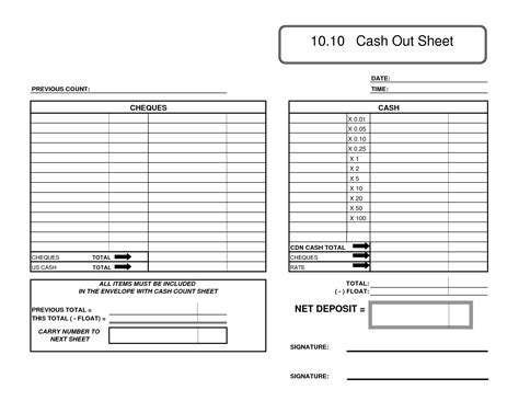 Cash Count Sheet Template Money Template Excel Templates Counting