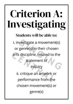 IB MYP Arts Objectives Posters By Singing Central TPT