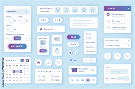 User Interface Elements Set For Delivery Mobile App Or Web Kit