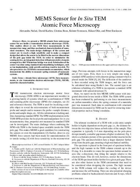 Pdf Mems Sensor For In Situ Tem Atomic Force Microscopy