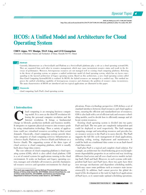 a unified model and architecture for cloud operating system docslib