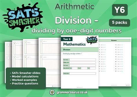 Y6 Sats Smasher Maths Arithmetic Division Dividing By One Digit Numbers Grammarsaurus