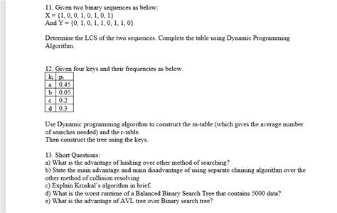 Solved 11 Given Two Binary Sequences As Below X