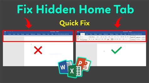How To Fix Home Tab Not Showing In Ms Word Excel And Powerpoint Home