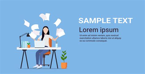 피곤한 사업가 던지는 논문 불만족 비즈니스 여자 느낌 스트레스 부정적인 감정 문제 실패 프로젝트 개념 평면 전체 길이 수평 복사 공간 경영자에 대한 스톡 벡터 아트 및 기타