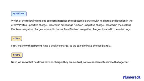 Solved Which Of The Following Choices Correctly Matches The Subatomic Particle With Its Charge