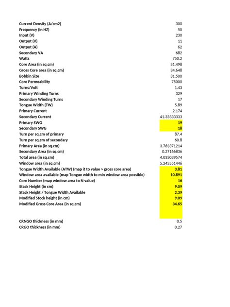 50hz Transformer Calculation Pdf