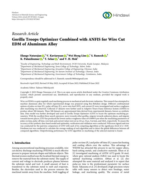 pdf gorilla troops optimizer combined with anfis for wire cut edm of aluminum alloy