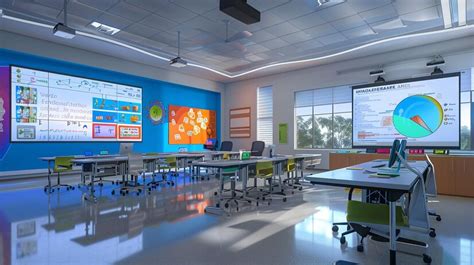 Interactive Whiteboard In A Smart Classroom Iot Education Premium Ai Generated Image