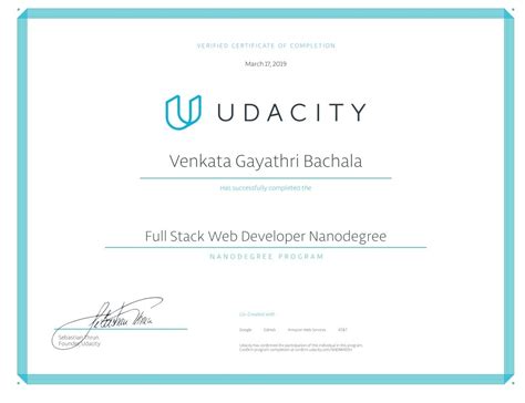 venkata gayathri bachala on linkedin fullstack nano degree certificate