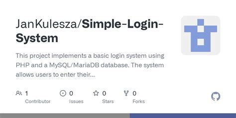 Github Jankuleszasimple Login System This Project Implements A Basic Login System Using Php