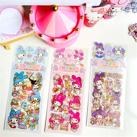 خرید و قیمت برچسب شفاف کرومی ملودی کیتی سینامورول پم پم فانتزی کیوت