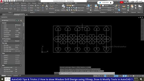 Autocad Tips And Tricks How To Draw Window Grill Design Using Osnap Draw And Modify Tools In