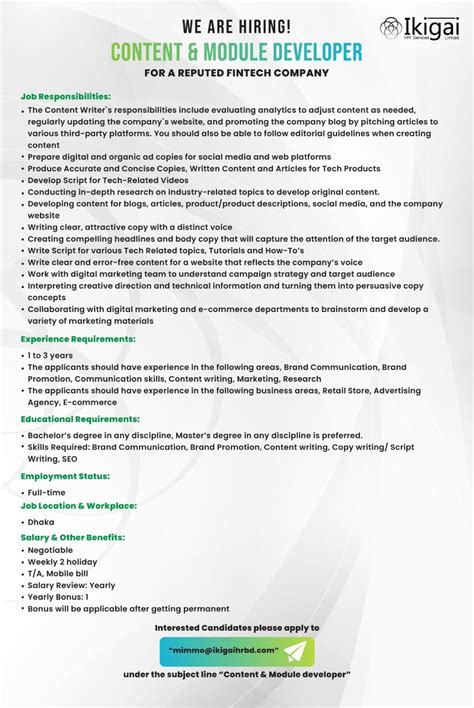 Job Vacancy In Bangladesh On Linkedin Developer Content Hiring Fintech