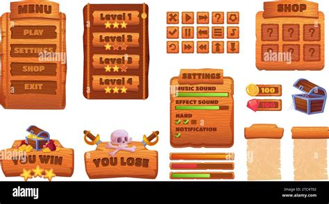 game wood interface cartoon wooden ui board frame for 2d gaming