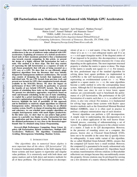 Pdf Qr Factorization On A Multicore Node Enhanced With Multiple Gpu