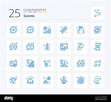 Sucess 25 Blue Color Icon Pack Including Winner Hand Success Flag Success Stock Vector Image