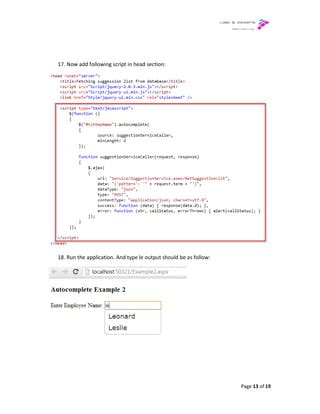Implementing Auto Complete Using JQuery PDF