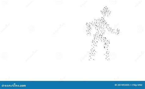 3d Rendering Of Nails In Shape Of Symbol Of Walk With Shadows Isolated On White Background Stock