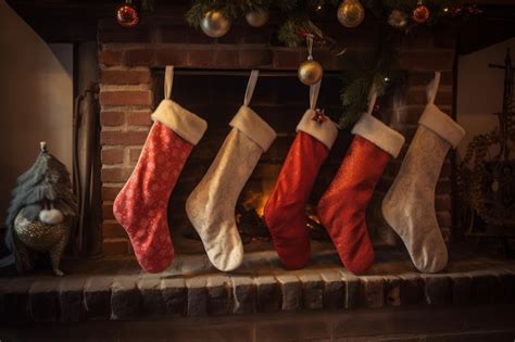 premium ai image christmas stockings xmas mantle object generate ai