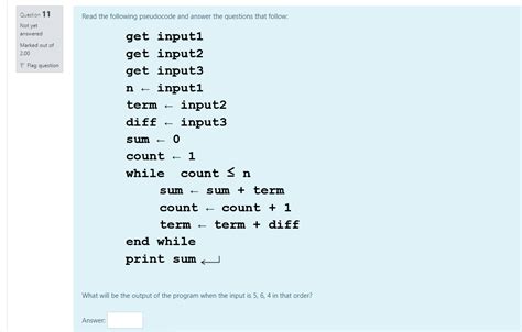 solved read the following pseudocode and answer the