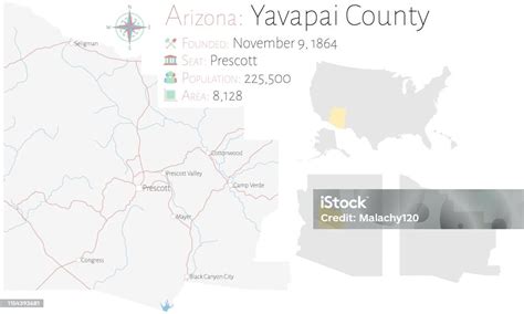 Map Of Yavapai County In Arizona Stock Illustration Download Image
