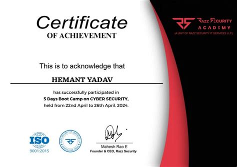 Hemant Yadav ⚡ On Linkedin Cybersecurity Razzsecurityacademy