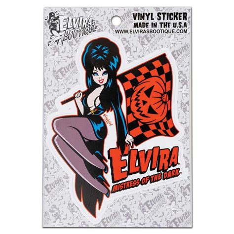 Elvira Halloween Racer Flag Sticker Elviras Bootique