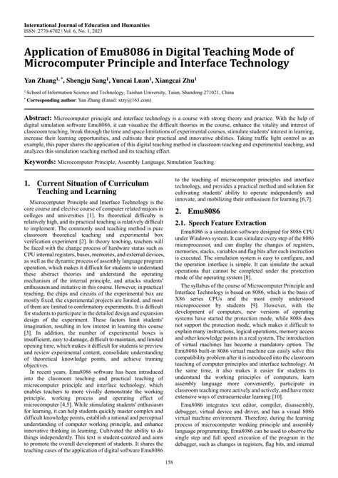 Pdf Application Of Emu8086 In Digital Teaching Mode Of Microcomputer Principle And Interface