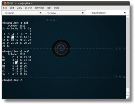 Con El Terminal Calendar Y Cal