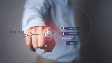 Businessman Scan Fingerprint Biometric Identity And Approval Stock