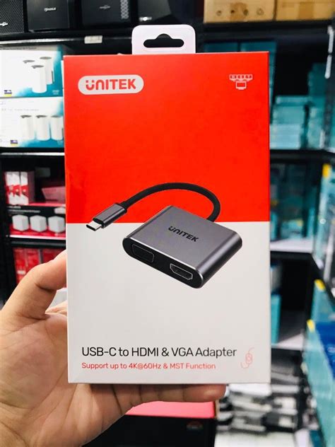 Unitek USB C Male To HDMI VGA Female Adapter With MST Dual Monitor Grey V A On Carousell