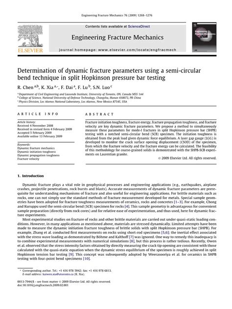 Determination Of Dynamic Fracture Parameters Using A Semi Circular Bend