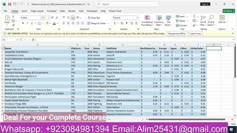 Yo22excelch06assessmentvideogamesales Yo22 Excel Ch06