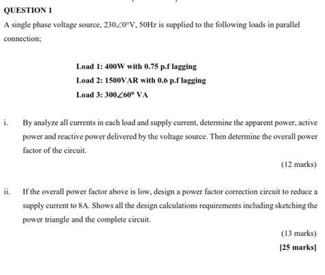 Solved Question 1 A Single Phase Voltage Source 23020°v