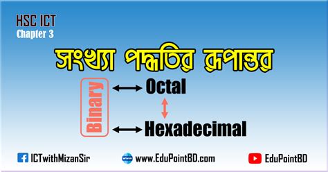 বাইনারি অক্টাল ও হেক্সাডেসিমেল সংখ্যার মধ্যে পারস্পরিক রূপান্তর