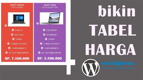 Cara Cepat Dan Mudah Membuat Daftar Harga Di Wordpress Menghadirkan