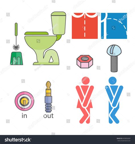 Vektor Stok Wc Logo Illustrations Denoting Male Female Tanpa Royalti 493856569 Shutterstock