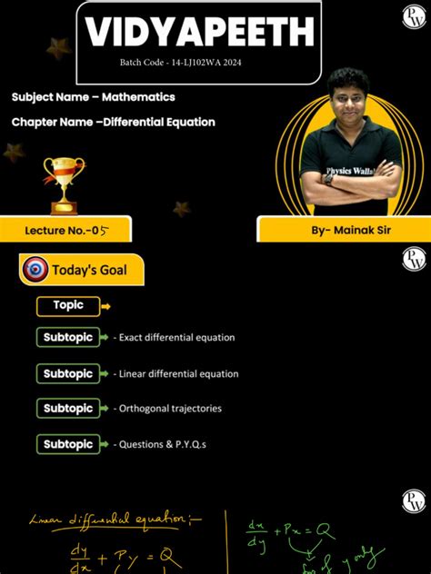 Differential Equation 05 Class Notes 14 Lj102wa2024 Pdf